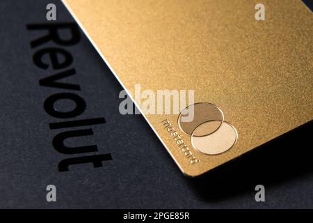 Gold metal Revolut MasterCard debit card Stock Photo - Alamy