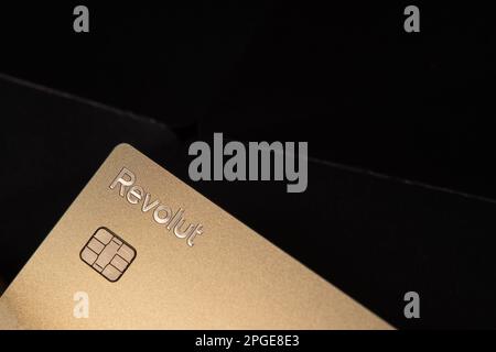 Gold metal Revolut MasterCard debit card Stock Photo - Alamy