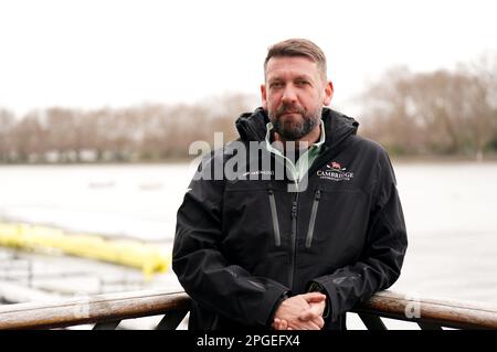 Cambridge coach Rob Baker during a press afternoon at the London Rowing ...