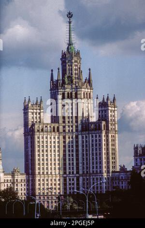 Moscow skyline. Stalinist skyscraper and late soviet architecture on ...
