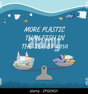 More plastic than fish in the sea by 2050 on balance scale. Marine and ...