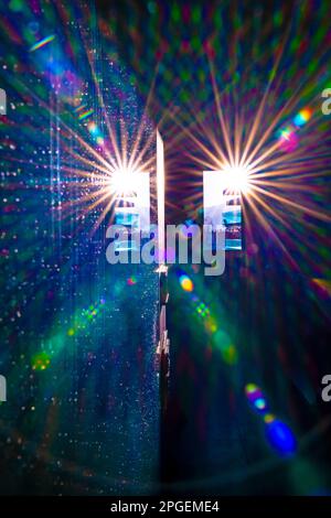 Double Window View Reflected in a Mirror with Sunbeam and Lens Flare in ...