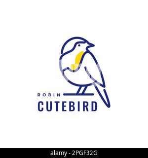 exotic bird beauty american robin line abstract modern logo design ...