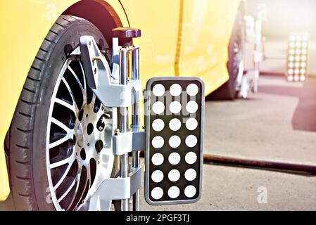 Wheel clamp of automotive diagnostic and analysis system for car Stock ...