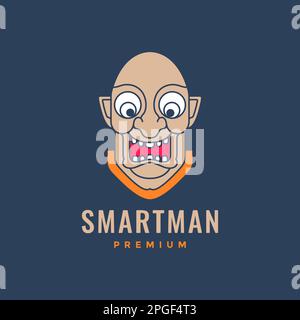 bald man smile happy science smart professor mascot line art cartoon ...