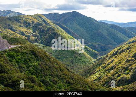 Remutaka pass viewing point at summit of Remutaka Range. New Zealand ...