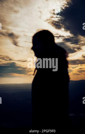 A beautiful mountain silhouette during sunset in Tenerife, Canary ...