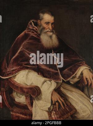 A portrait of Pope Paul III by Italian painter Titian is displayed in ...