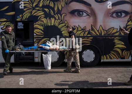 Volunteers from the Hospitallers paramedic organisation transport an ...
