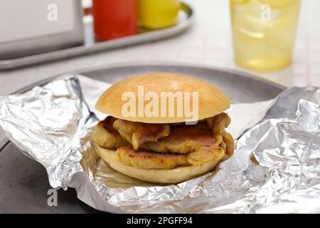 homemade peameal bacon sandwich, Toronto's signature dish isolated on ...