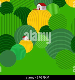 Farm and Fields pattern seamless. Ranch and arable land background ...