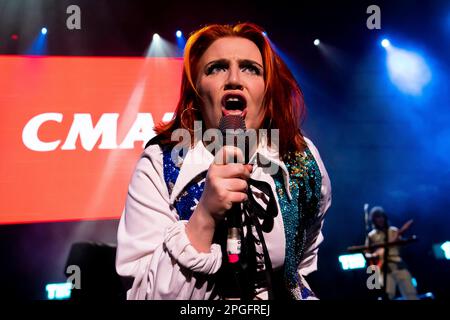Ciara Mary-Alice Thompson of CMAT on stage during the Teenage Cancer ...