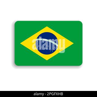 Brazil Rectangle flag icon with shadow Stock Vector Image & Art - Alamy