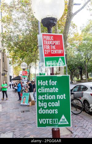 NSW State election 2023, seat of Sydney and political campaign signs ...