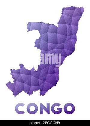 Low poly map of Congo. Congo geometric polygonal, mosaic style map ...
