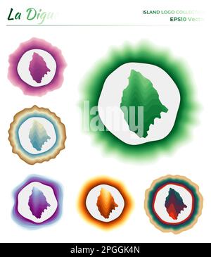 La Digue logo. Badge of the island. Layered circular sign around La ...