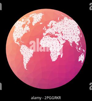 Geometric world map. Gilbert projection. Polygonal map of the world on ...