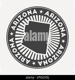 Arizona Badge. Round logo of US state with triangular mesh map and ...