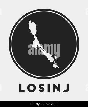 Losinj logo. Sign with the map of the island and colored stripes ...