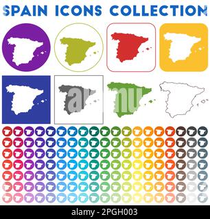 Spain outline icons, travel and Spanish culture, landmarks vector ...