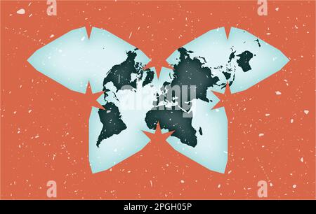 Vector world map. Steve Waterman's butterfly projection. Plain world ...