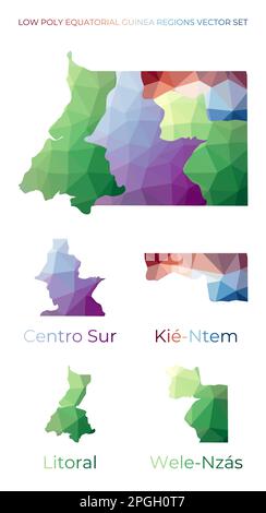 Guinean low poly regions. Polygonal map of Guinea with regions. Geometric maps for your design ...