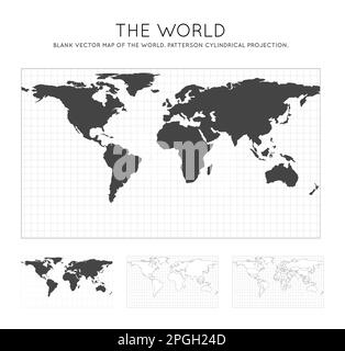 Map of the World. Patterson cylindrical projection. Globe with latitude ...