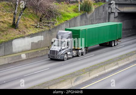 Big rig classic powerful gray extended cab semi truck tractor for truck ...