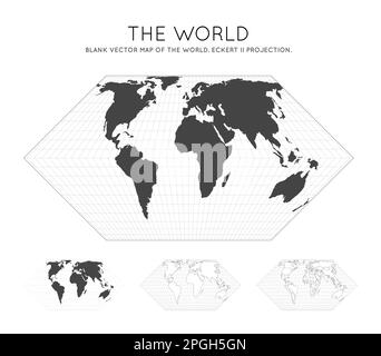 Map of the World. Eckert II projection. Globe with latitude and ...