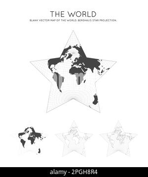 Map of the World. Berghaus star projection. Globe with latitude and ...