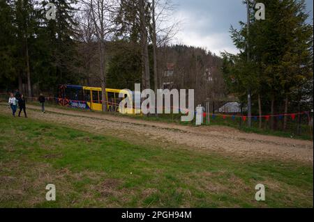 View of the Funicular railway at Gubalowka , Passengers or tourist ...