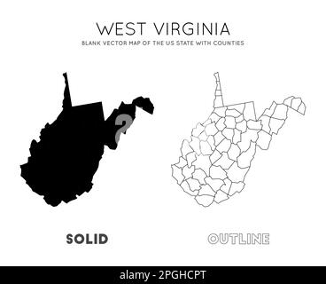 Virginia state map with counties borders and colored congressional ...