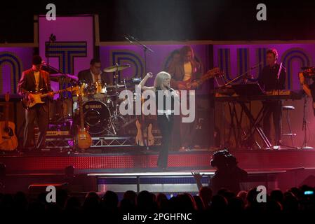 Samantha Fox performs at the Countdown Spectacular, a concert that ...