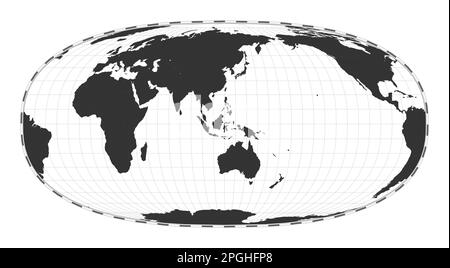 Vector world map. Waldo R. Tobler's hyperelliptical projection. Plain ...