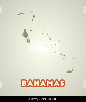 Bahamas map. Country poster with regions. Shape of Bahamas with country ...