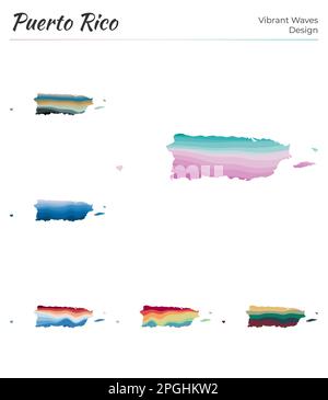 Puerto Rico map. Geometric style country outline. Excellent violet vector illustration Stock ...