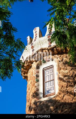 Casa del Guarda lodge by Antoni Gaudi at Parc Guell, UNESCO, with a ...