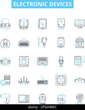 Devices and computers icons, line symbols, web signs, vector set ...