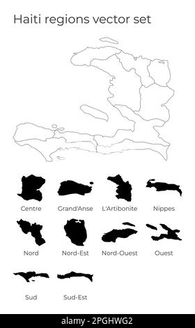 Haiti map. Blank vector map of the country with regions. Borders of ...