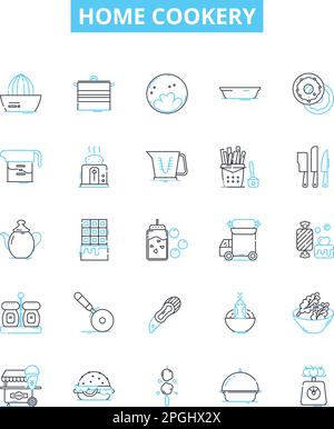 cookery icons, signs, outline symbols, concept linear illustration line ...