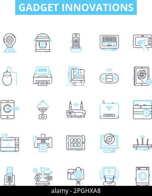 Gadget innovations vector line icons set. Tech, Gadgets, Innovation, Robotics, Smartphone, AI ...