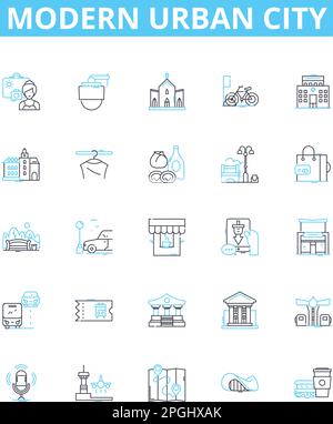 Urban development line icons signs set. Design collection of ...