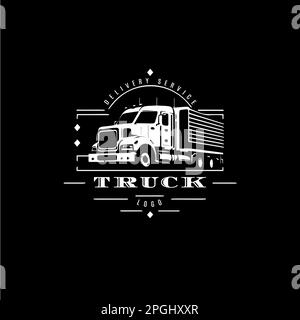 Truck icon linear emblem in silhouette style for delivery service and ...
