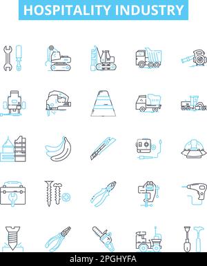 Hospitality industry vector line icons set. Hospitality, Industry ...