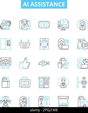 Ai assistants line icons signs set. Design collection of AI, assistants ...