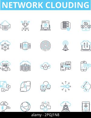 Network clouding vector line icons set. Network, Clouding, Cloud, Computing, Networking ...
