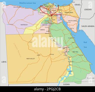 Egypt - Highly detailed editable political map with labeling Stock ...