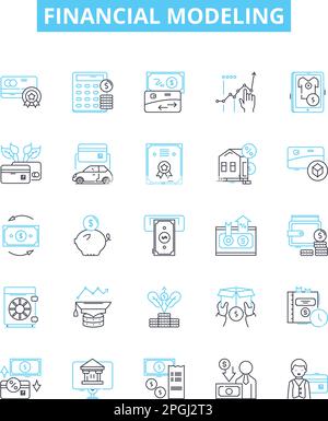 Financial modeling vector line icons set. Cashflow, Forecasting ...