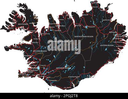 High detailed Iceland road map with labeling Stock Vector Image & Art ...