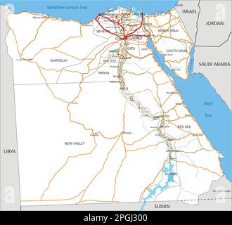 High detailed Egypt road map with labeling Stock Vector Image & Art - Alamy